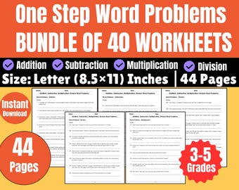 One Step Word Problems All Operations Worksheets Addition, Subtraction ...