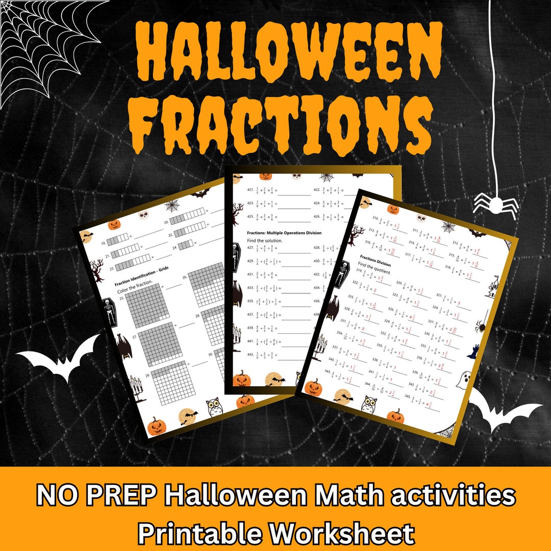 Halloween Fractions: Math Operations, NO PREP (printable) - Etsy