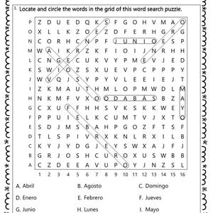 Sopa De Letras De Los Meses Y Días Days & Months 5 Word Search Puzzles ...