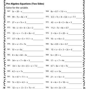 Algebra 1 Equations Bundle 42 Worksheets Practice One Step and Two ...