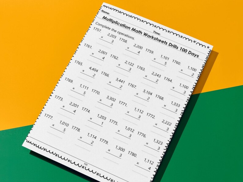 Multiplication Drills Printable — 100 Days Timed Tests (grades 3-5 ...