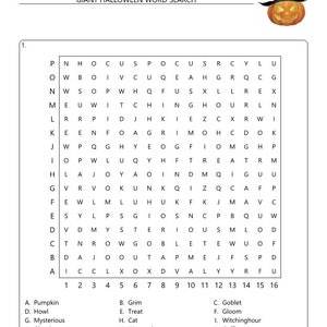 No PREP GIANT HALLOWEEN Vocabulary Word Search Puzzle Worksheet Back to ...