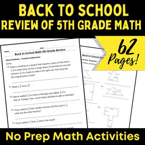 Back to School Math Activities for 6th Grade Math - Review of 5th Grade ...