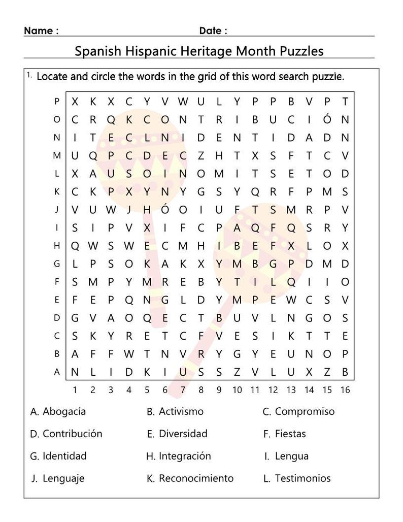 La Hispanidad Sopa De Letras Hispanic Heritage Month No Prep Bundle 10 ...