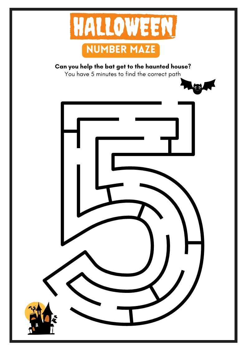 Halloween Number Maze Printable Number Maze Worksheets, Number ...