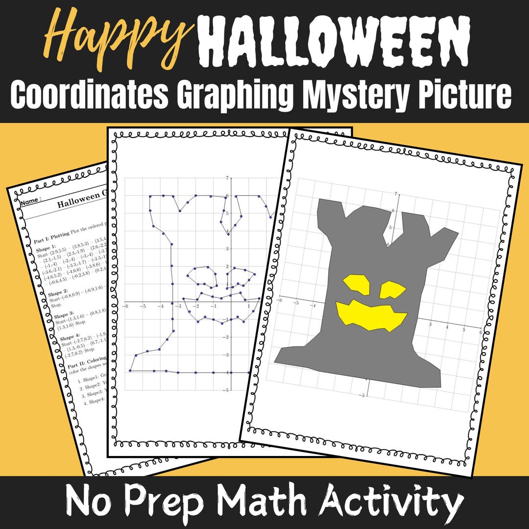 Halloween Graphing Spooky Tree Using Coordinates 4 Quadrants Mystery ...
