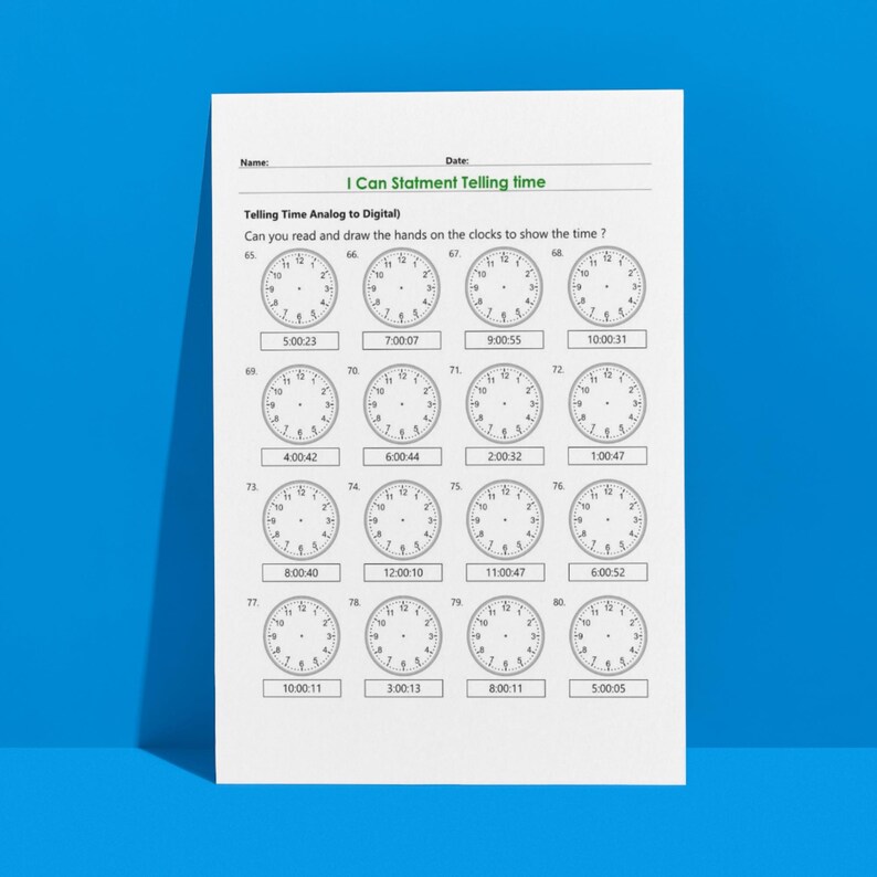 Telling Time Worksheets for Kids | Analog to Digital Clock Practice ...