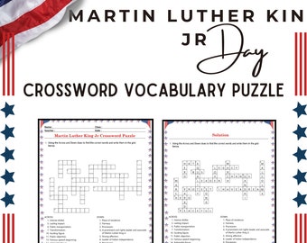 MLK Day Martin Luther King Jr Crossword Puzzle Vocabulary Activity No ...