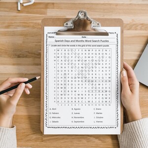 Sopa De Letras De Los Meses Y Días Days & Months 5 Word Search Puzzles ...