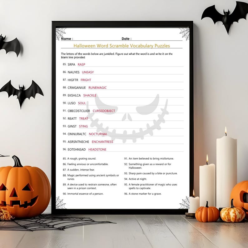Halloween Word Scramble Bundle of 10 Puzzles, Halloween Party Game ...