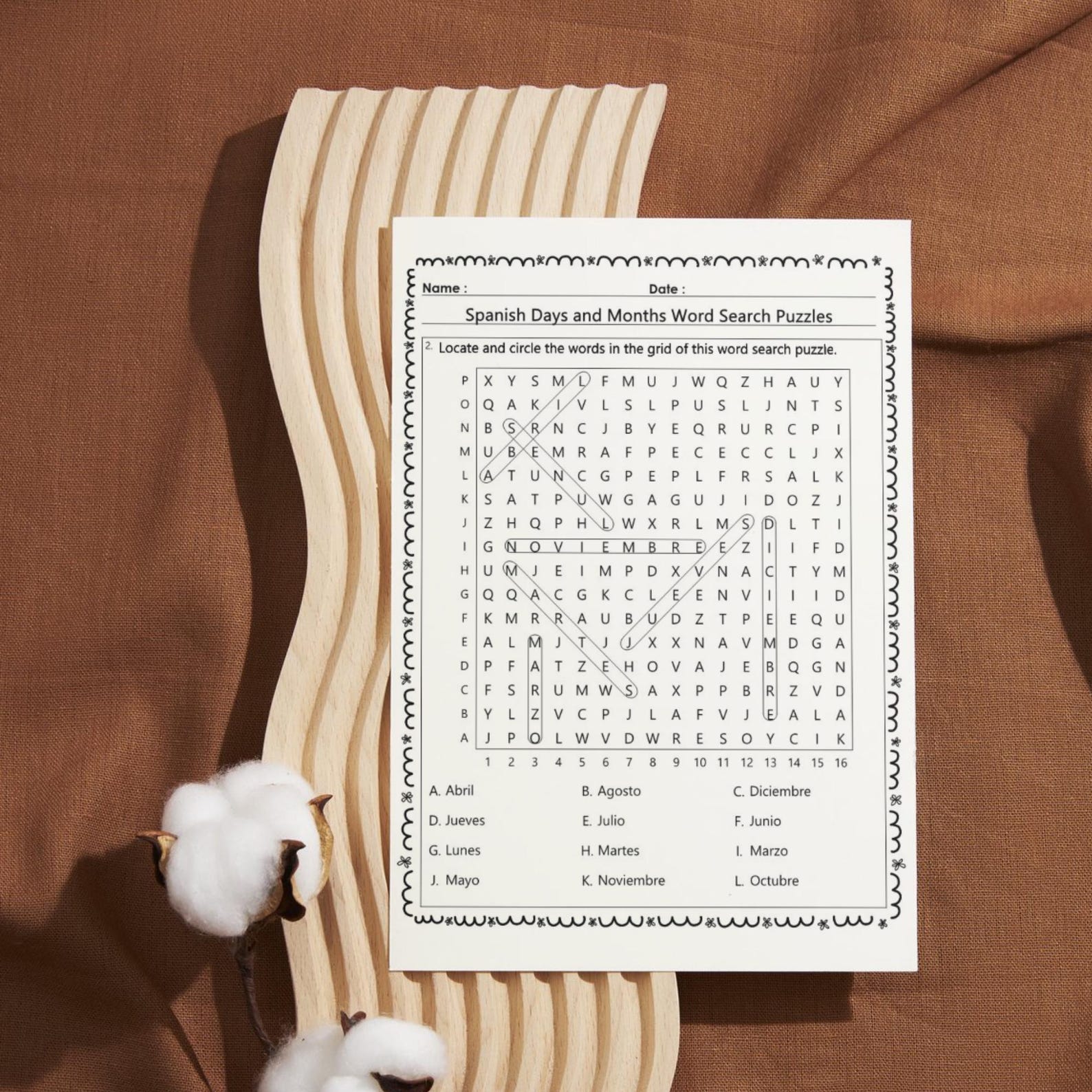 Sopa De Letras De Los Meses Y Días Days & Months 5 Word Search Puzzles ...