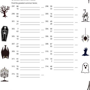 Halloween Math Worksheet: Place Value, Prime Numbers, GCD, LCM - Etsy
