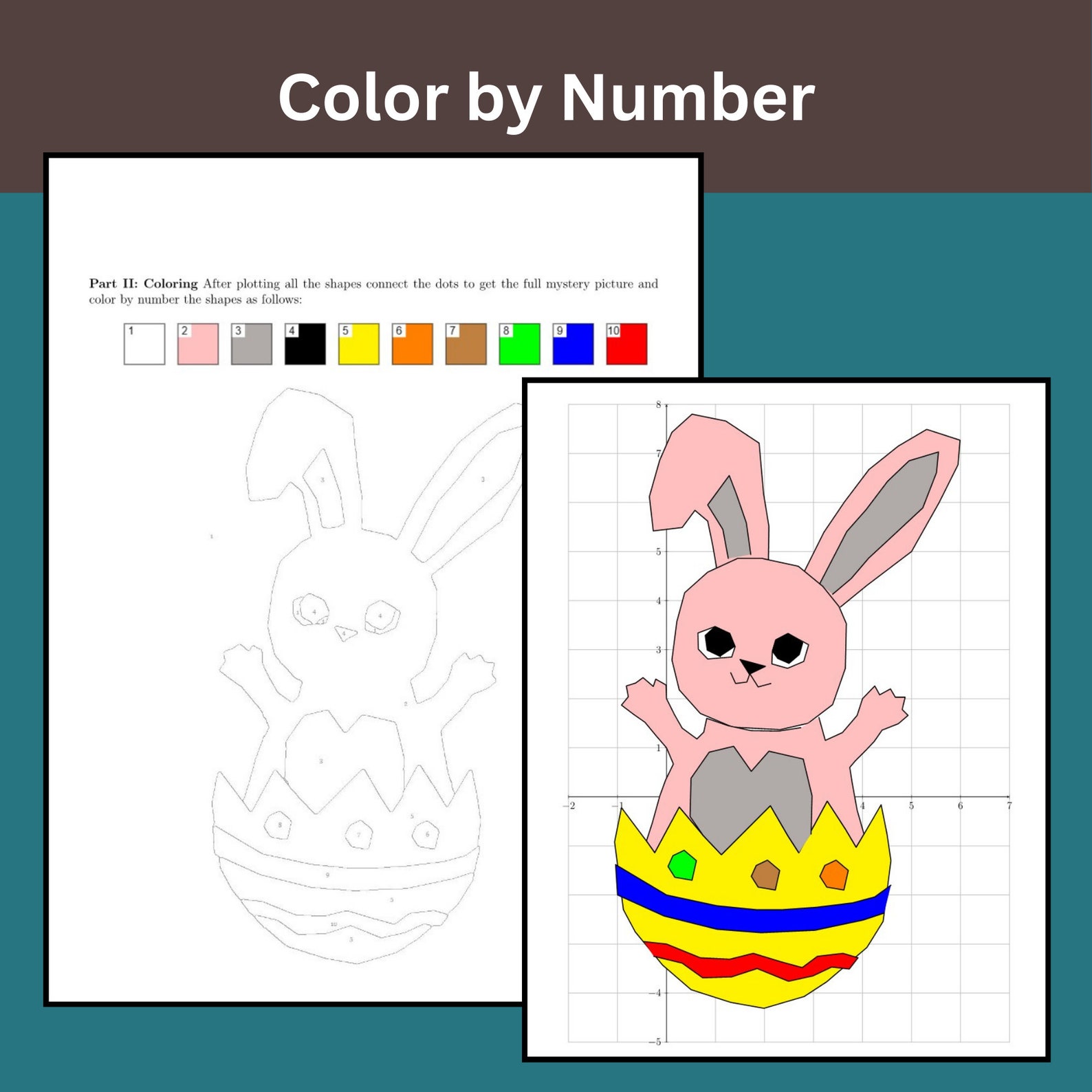 Easter Coordinate Plane Mystery Graphing Picture and Coloring Shapes 4 ...