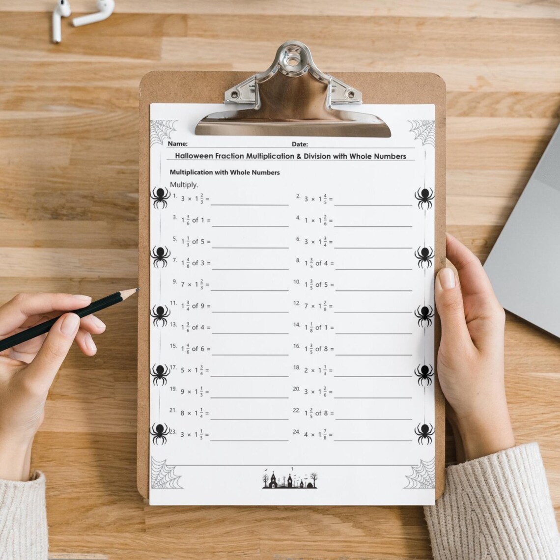 Halloween Math Multiplying and Dividing Fractions by Whole Numbers 5th ...