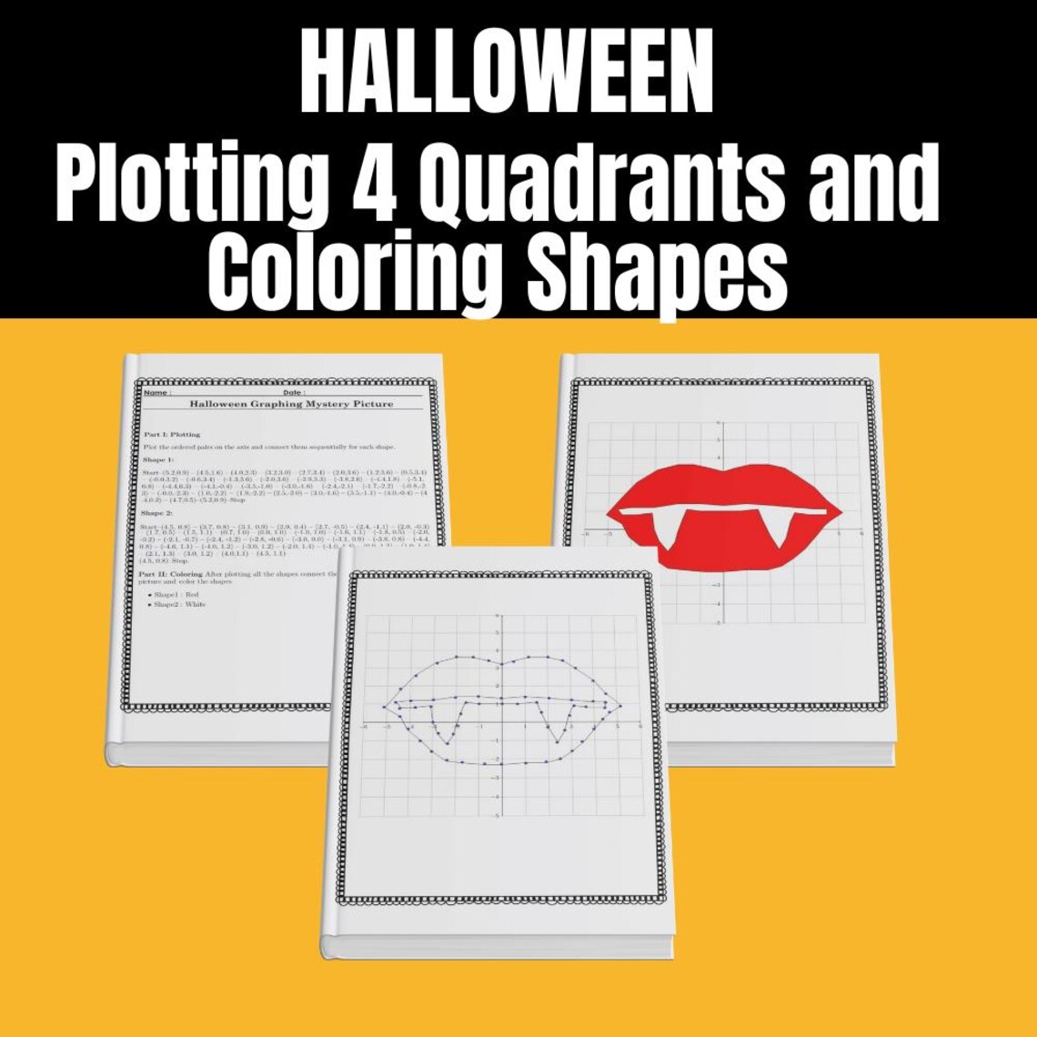 Halloween Coordinate Graphing: Mystery Picture Math (instant Download ...
