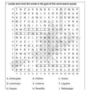 Halloween Printable Spanish Word Search and Crossword 10 Puzzles Noche ...