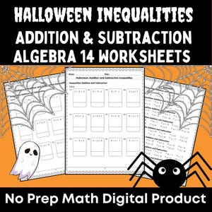 Halloween Inequalities, 16 Worksheets Homeschool Math, Middle School ...