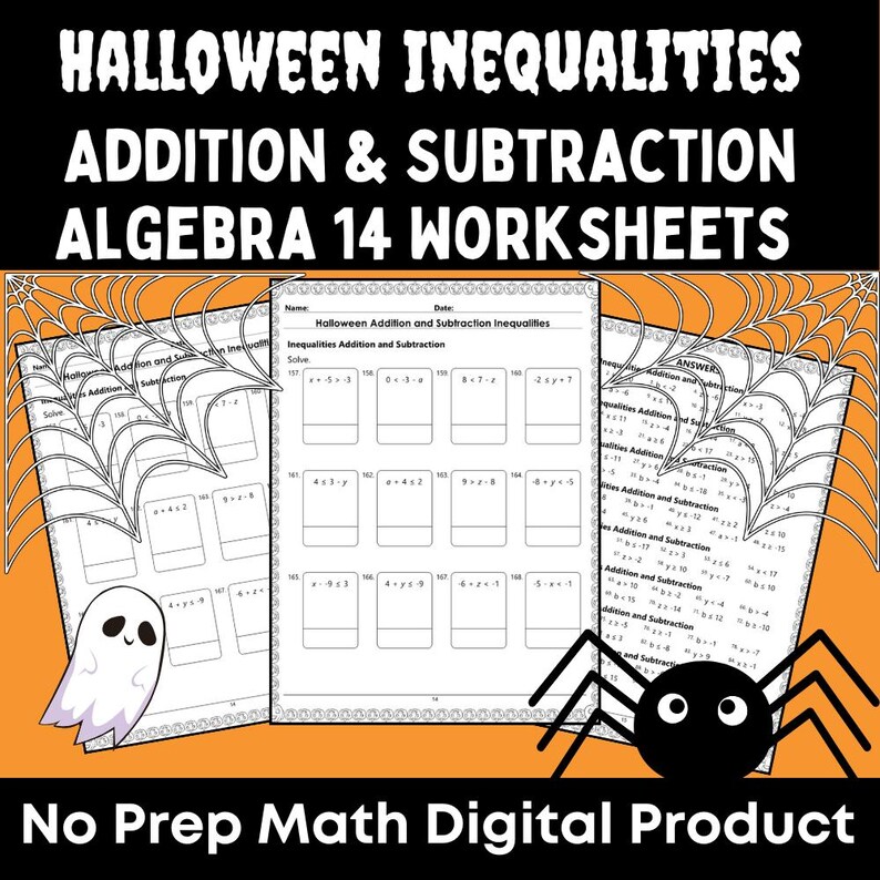 Halloween Inequalities, 16 Worksheets Homeschool Math, Middle School ...
