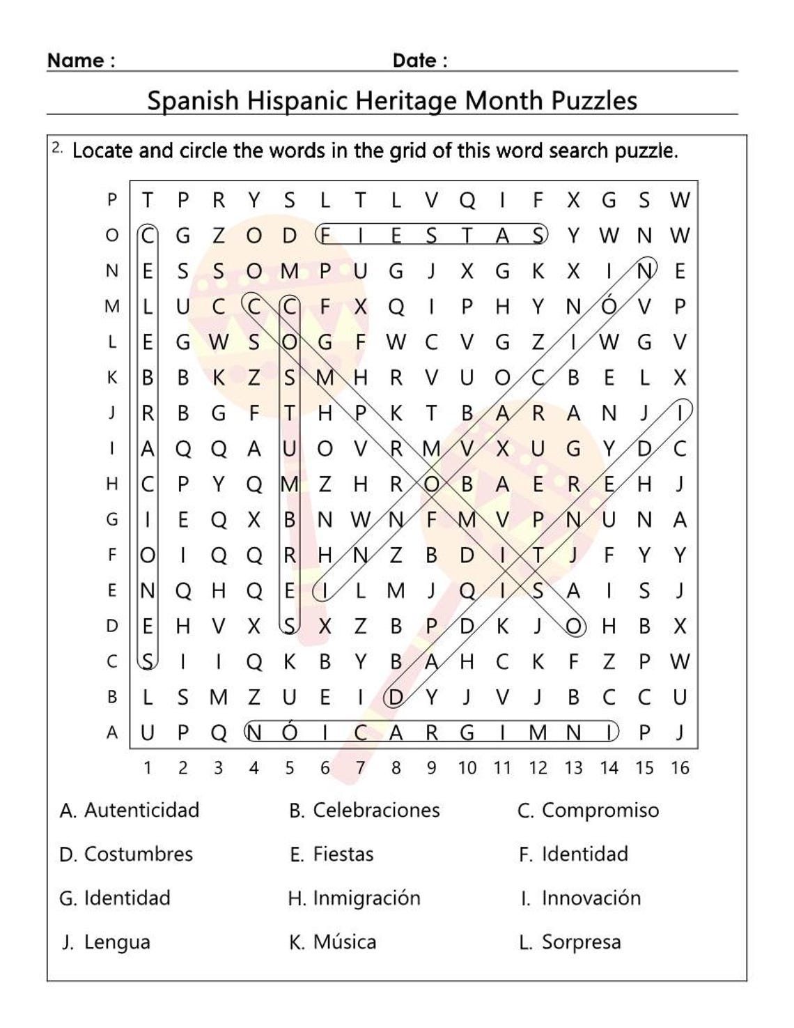 Hispanic Heritage Month Word Search Puzzles: Spanish Vocabulary ...