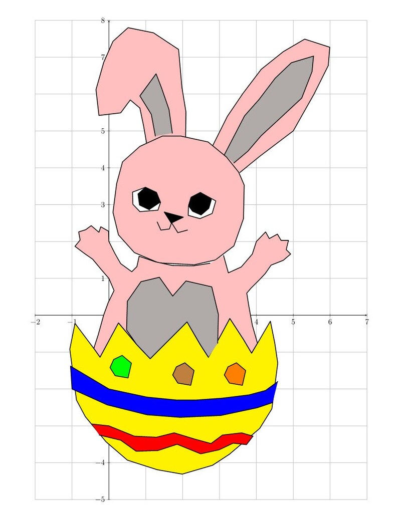 Easter Coordinate Plane Mystery Graphing Picture and Coloring Shapes 4 ...