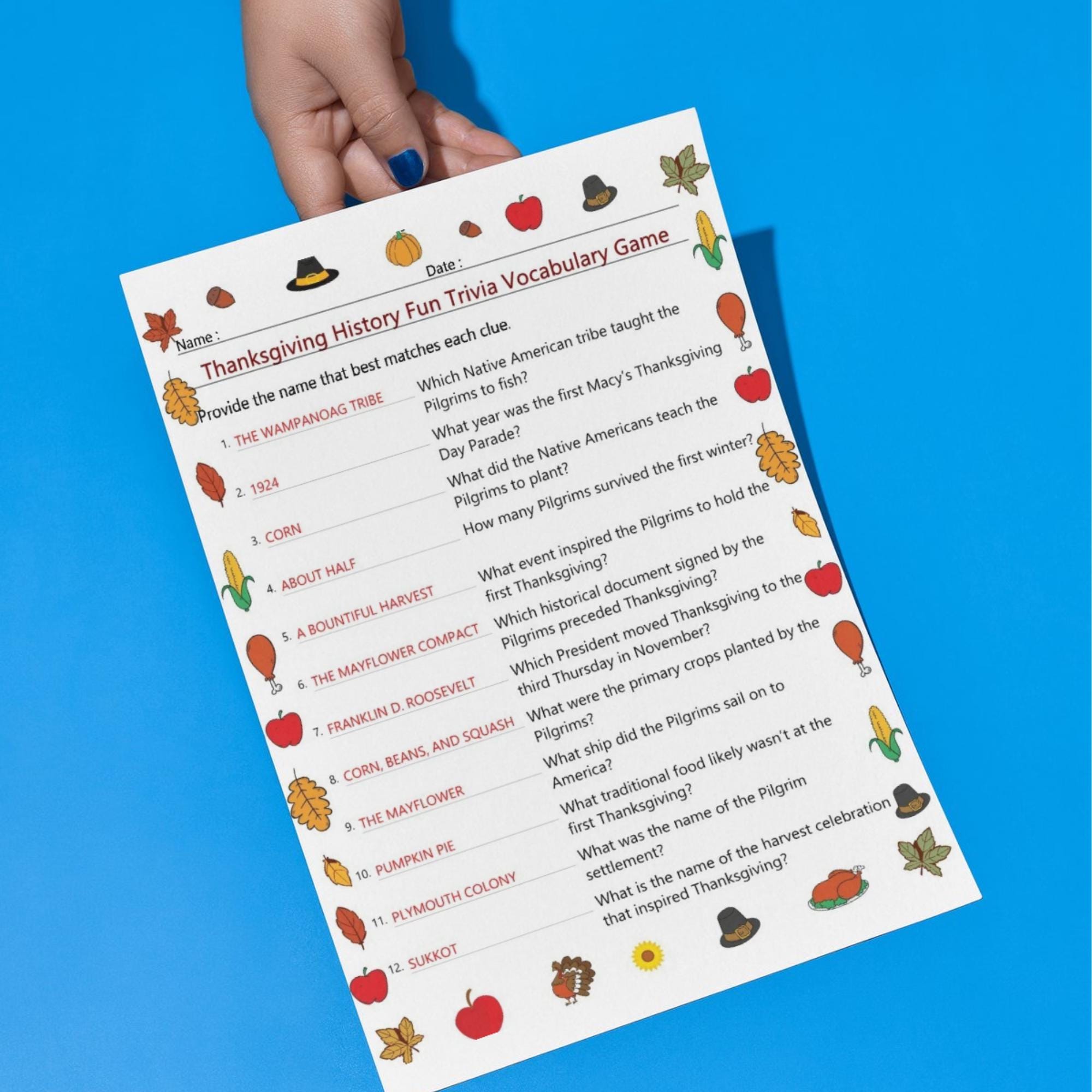 Thanksgiving Trivia Game Bundle: History, Decoding, Crossword ...