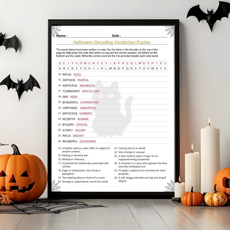 Halloween Decoding Bundle of 10 Puzzles | Vocabulary Activity Instant ...