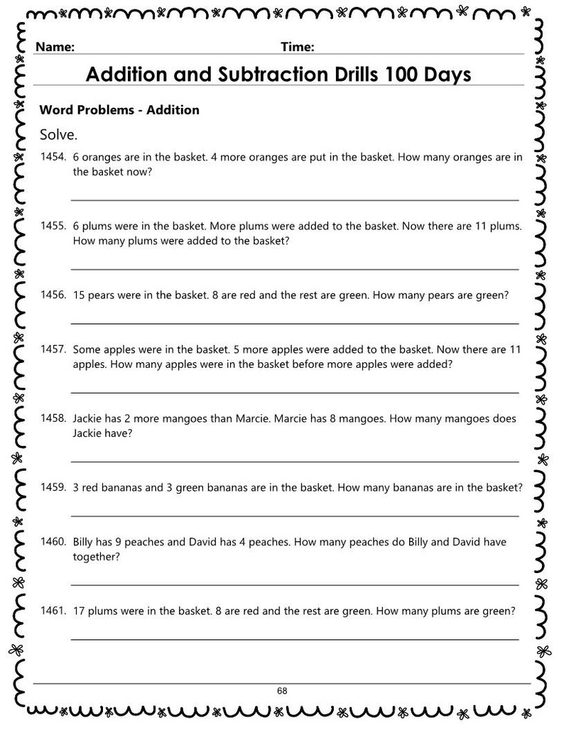 1st and 2nd Grade Math Worksheets Bundle | Addition & Subtraction ...