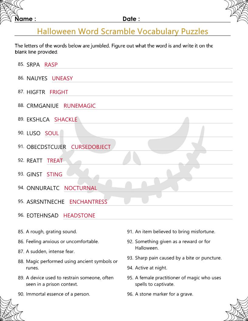 Halloween Word Scramble Bundle of 10 Puzzles, Halloween Party Game ...