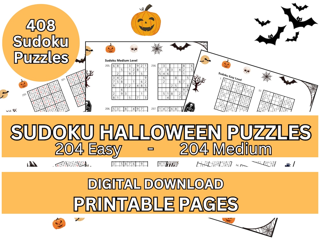 Halloween Sudoku Puzzles: 408 Easy to Medium, Large Print (digital ...