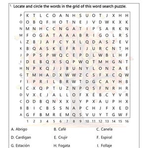 Wordsearch Game in Spanish Espanol Sopa De Letras Actividad 7 Puzzles ...