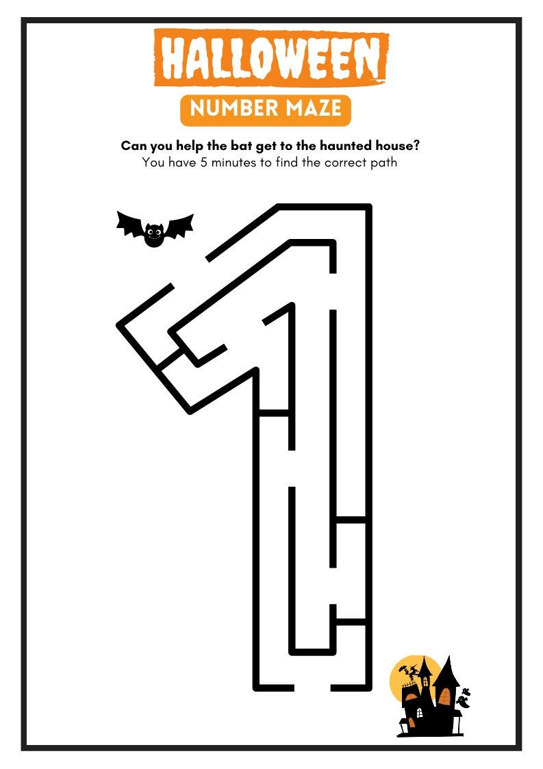 Halloween Number Maze Printable Number Maze Worksheets, Number ...