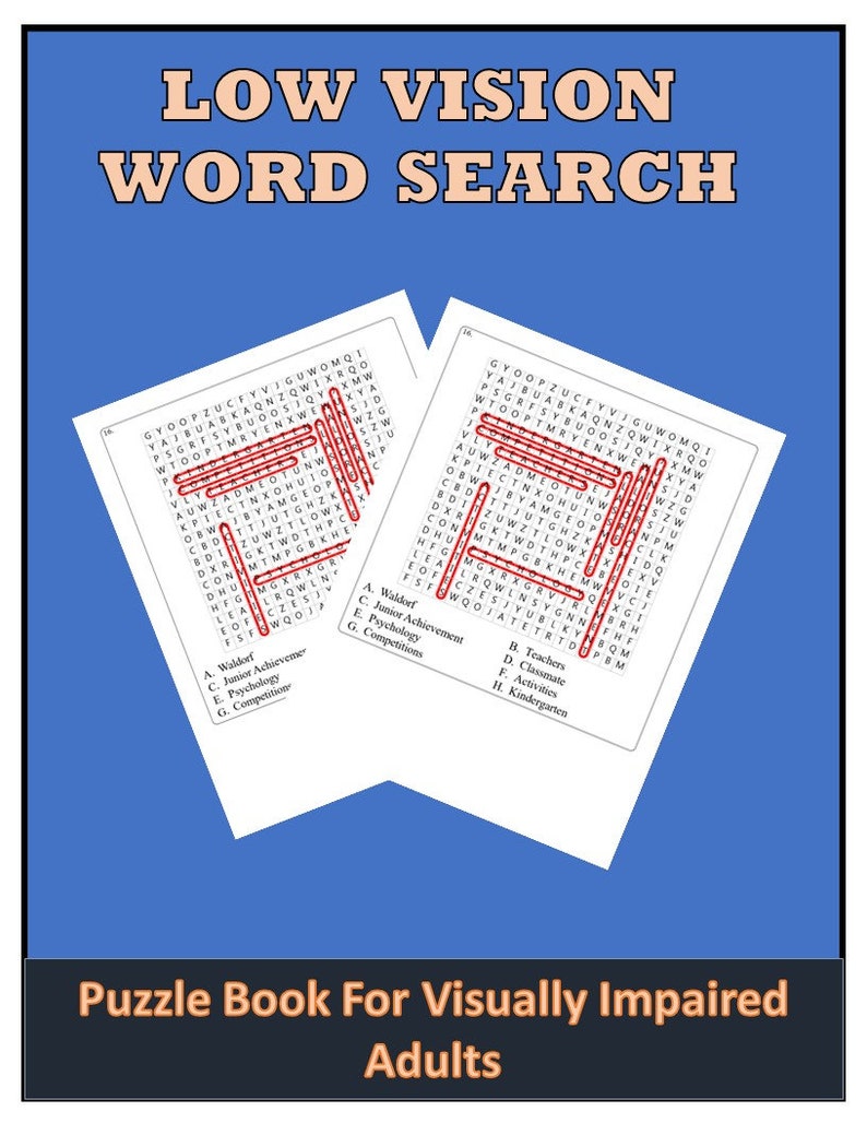 Large Print Word Search Puzzle Book: Low Vision, Back to School Theme ...