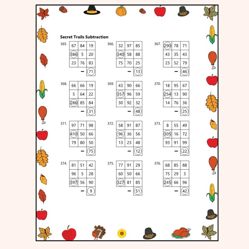 Thanksgiving Mental Math Early Finisher Challenge Critical Thinking ...
