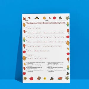 Thanksgiving Trivia Game Bundle: History, Decoding, Crossword ...