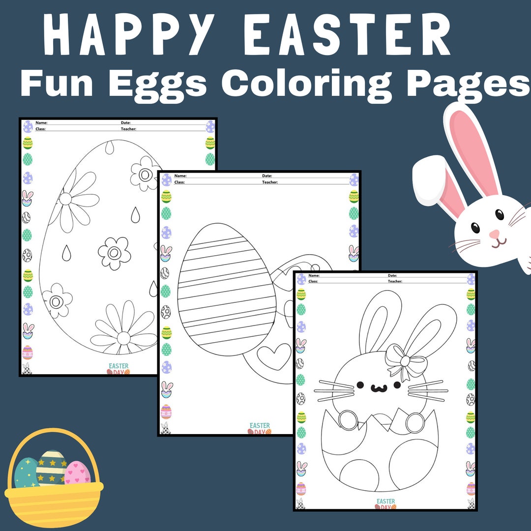 Easter Coloring Pages for Kids: Bunny & Egg Printables (digital ...