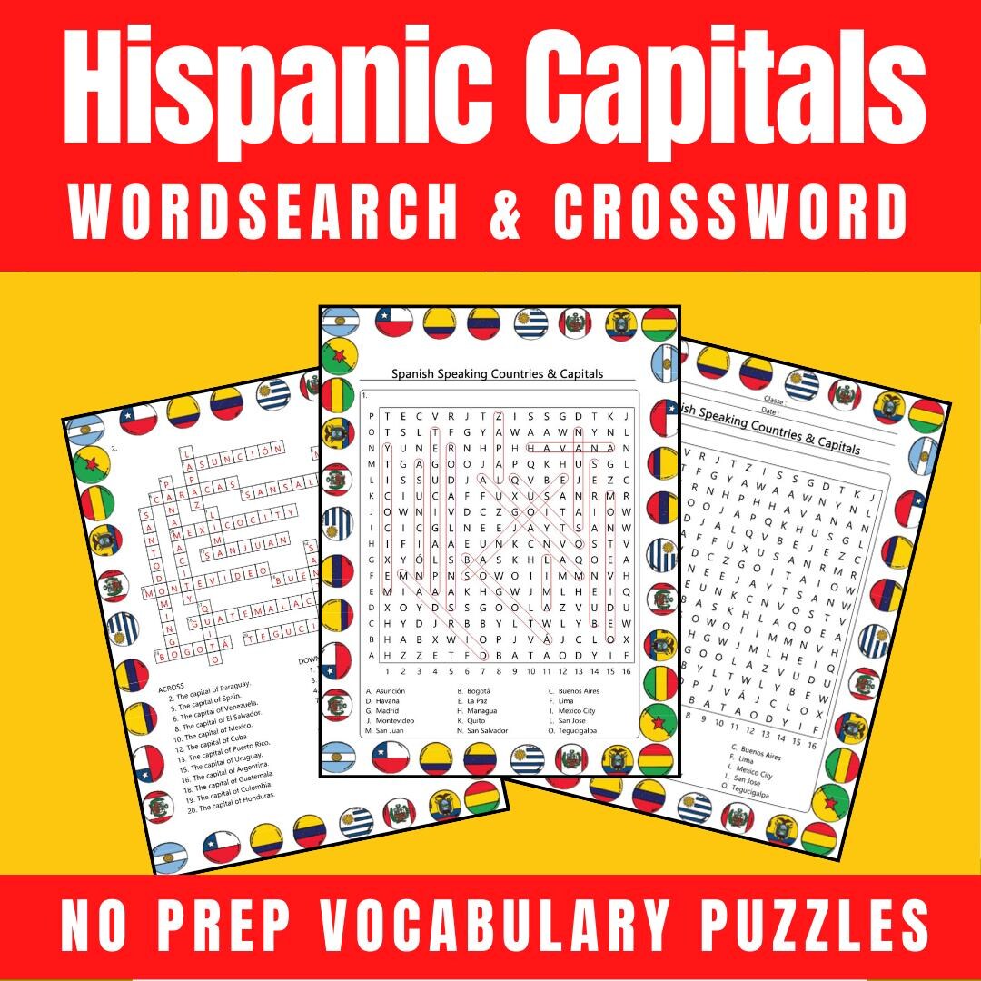 Hispanic Heritage Month Word Search & Crossword Puzzles | Hispanic ...
