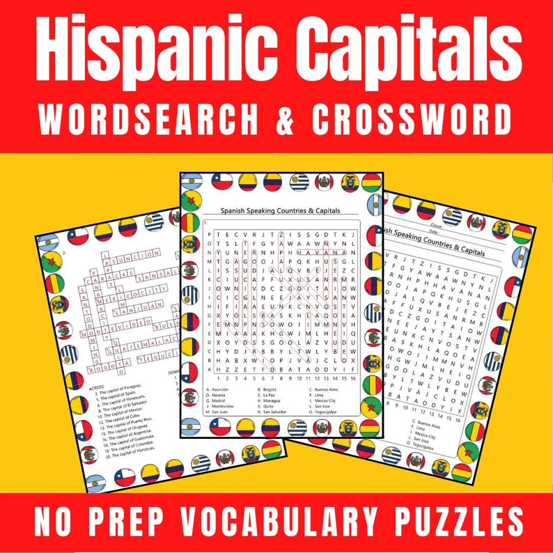 Hispanic Heritage Month Word Search & Crossword Puzzles | Hispanic ...
