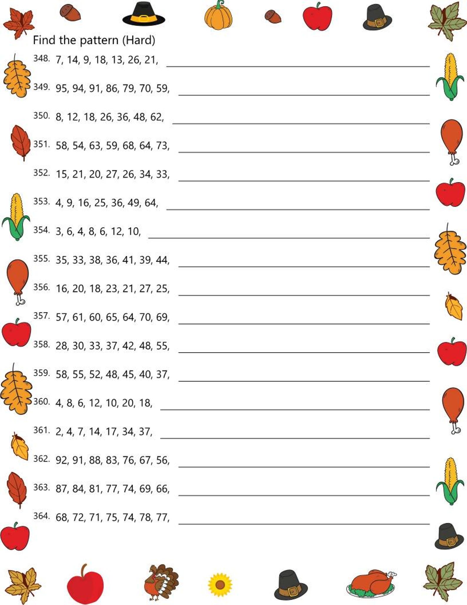Thanksgiving Mental Math Early Finisher Challenge Critical Thinking ...