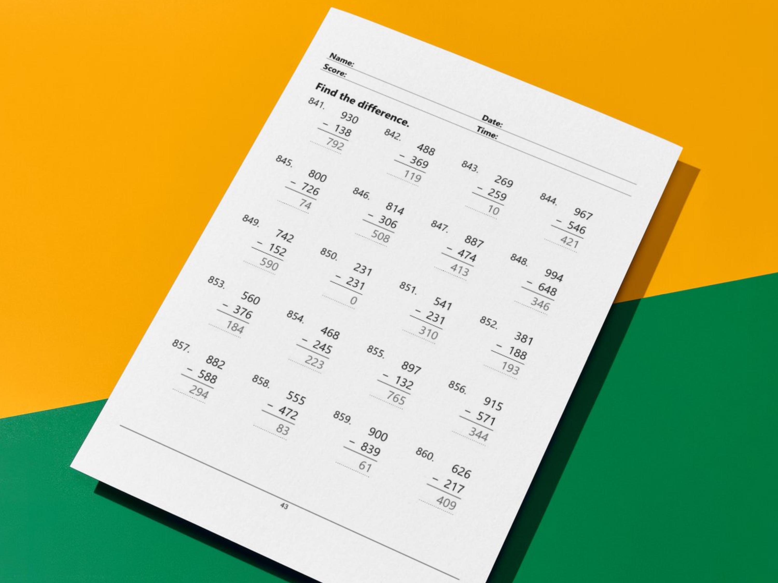 Three 3 Digit Addition and Subtraction With and Without Regrouping ...