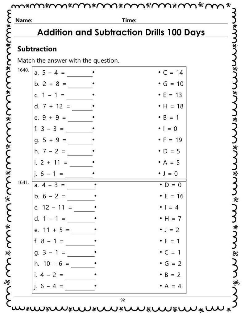 1st and 2nd Grade Math Worksheets Bundle | Addition & Subtraction ...