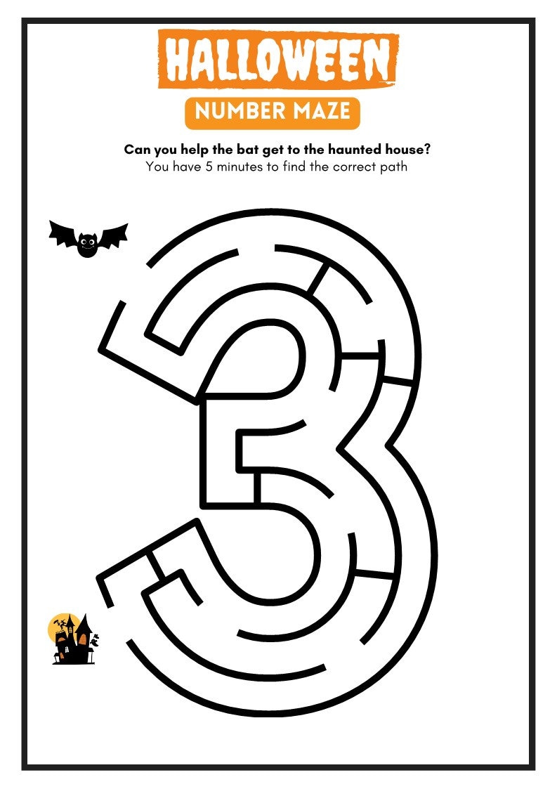 Halloween Number Maze Printable Number Maze Worksheets, Number ...
