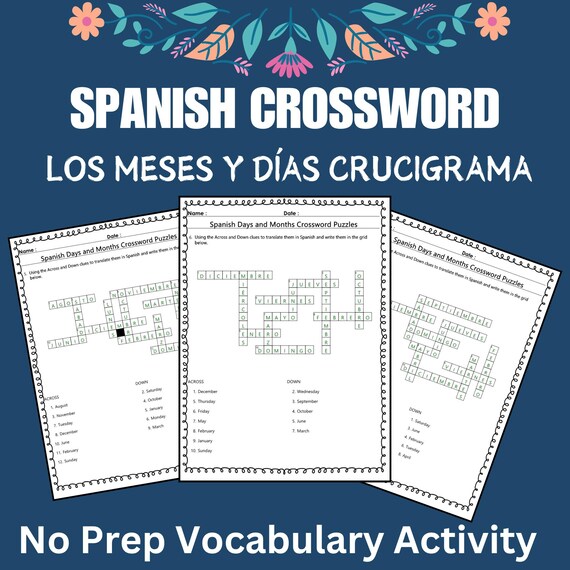 Spanish Crossword Puzzles Printable
