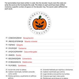 Spanish Halloween 10 Decoding Ring Puzzles Noche De Brujas Espanol ...