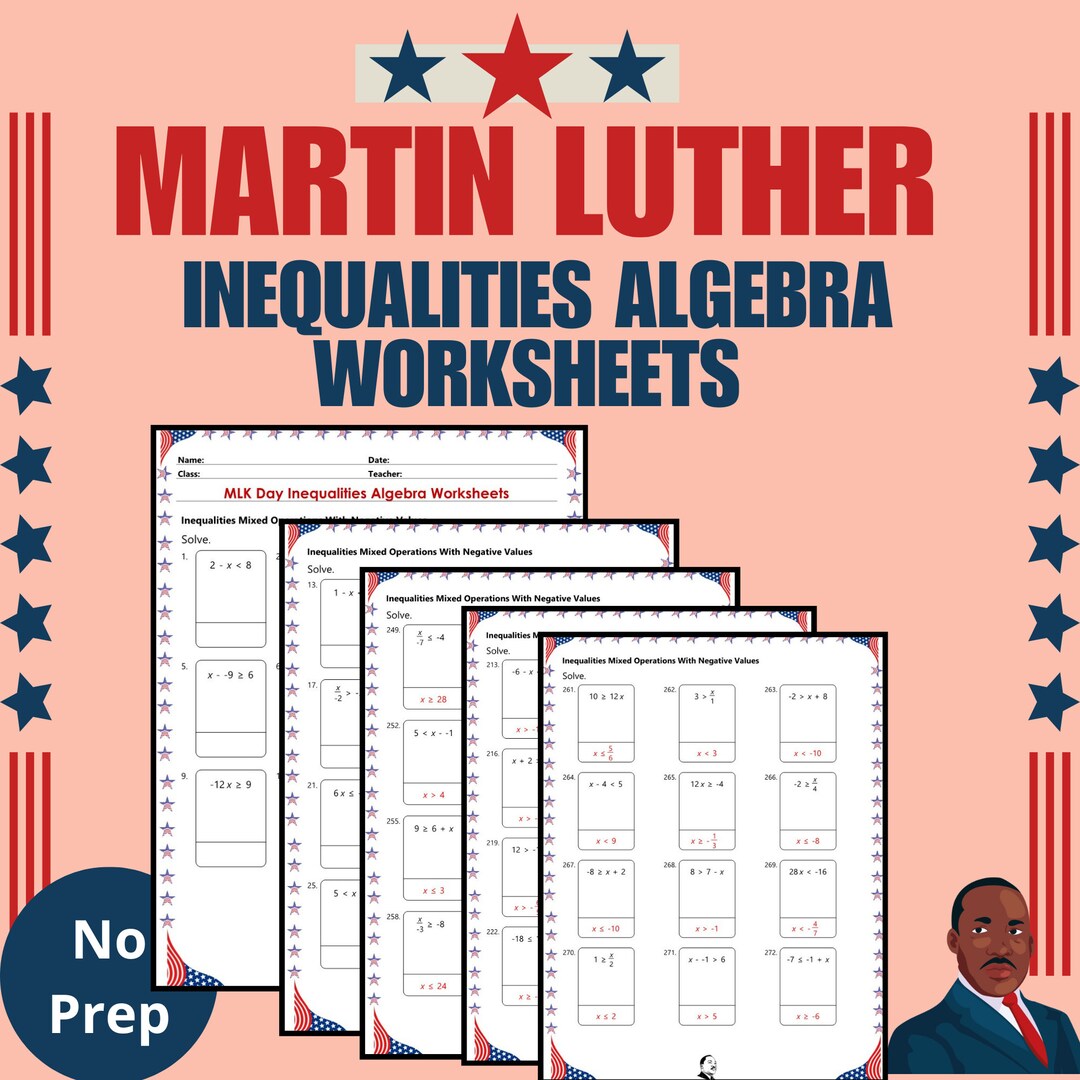 MLK Day Martin Luther King Jr Inequalities Math Activities Extensive ...