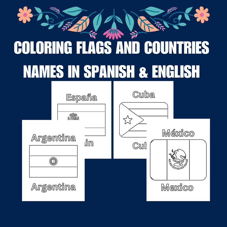 Actividad para colorear banderines con banderas del Mes Nacional de la Herencia Hispana ...