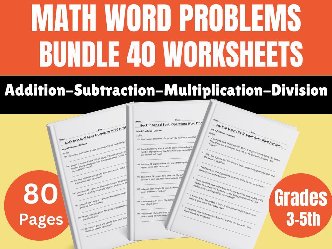 Math Worksheets 3th to 5th Grade | 266 Word Problems | Addition ...