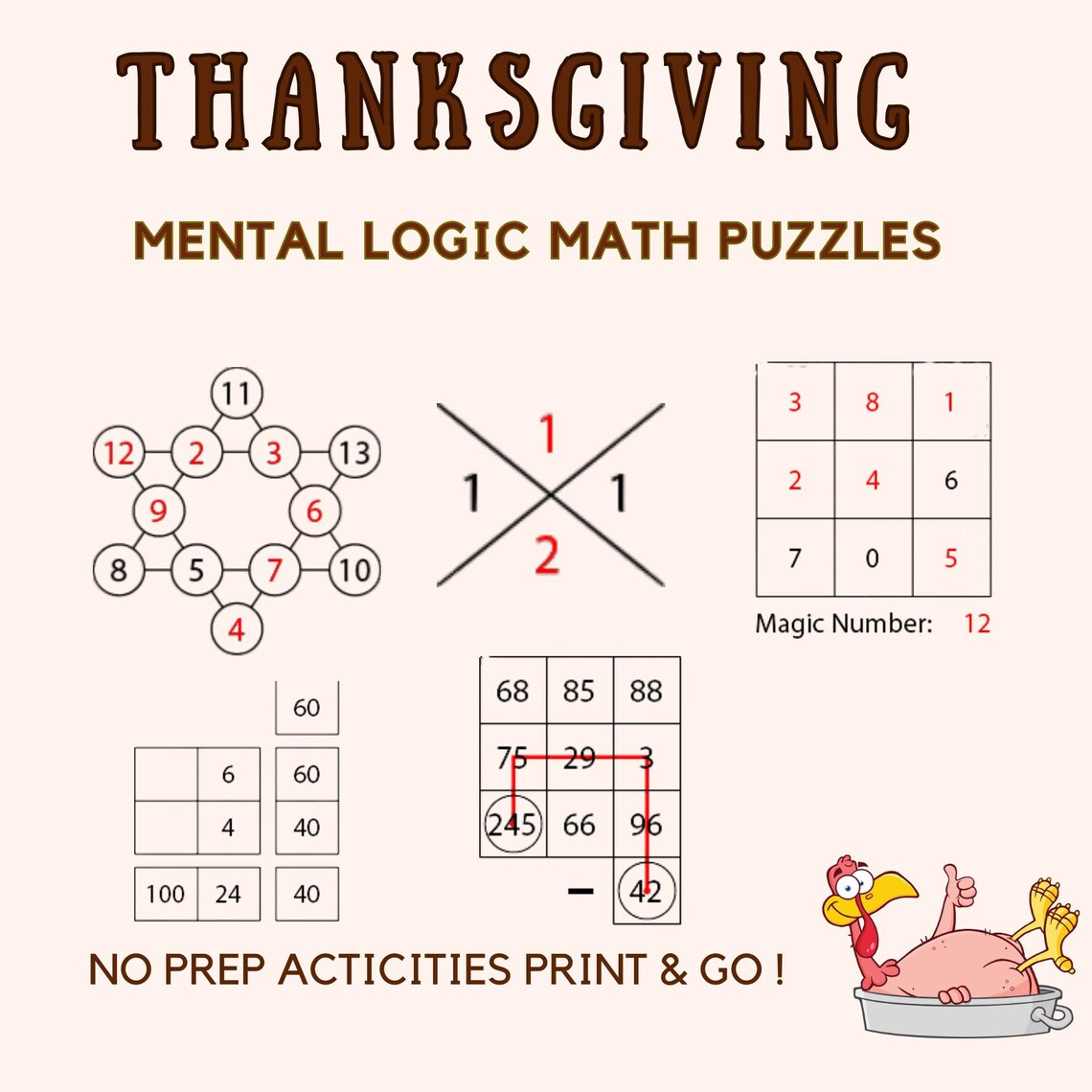 Thanksgiving Mental Math Early Finisher Challenge Critical Thinking ...