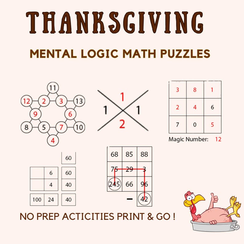 Thanksgiving Mental Math Early Finisher Challenge Critical Thinking ...