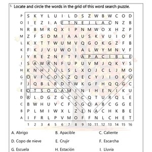 Wordsearch Game in Spanish Espanol Sopa De Letras Actividad 7 Puzzles ...