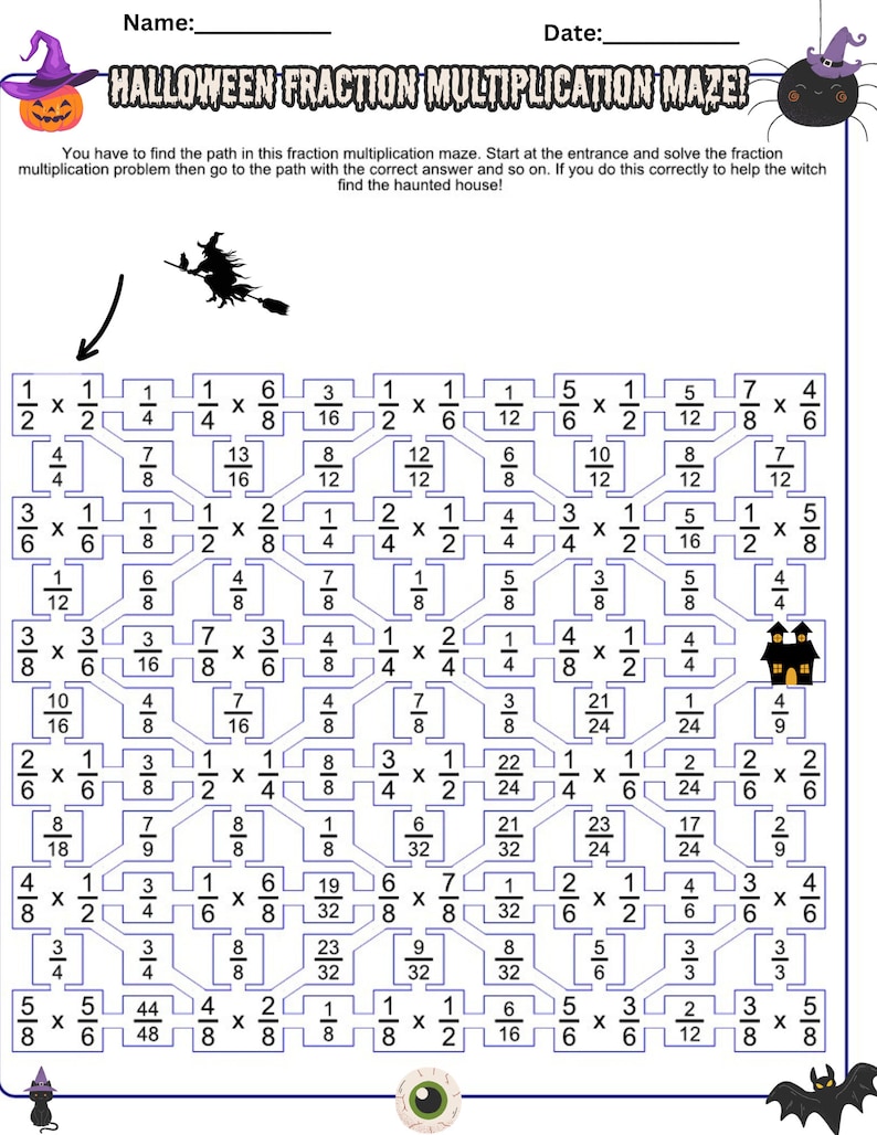 Laberinto matemático de Halloween: Juego de multiplicación de ...
